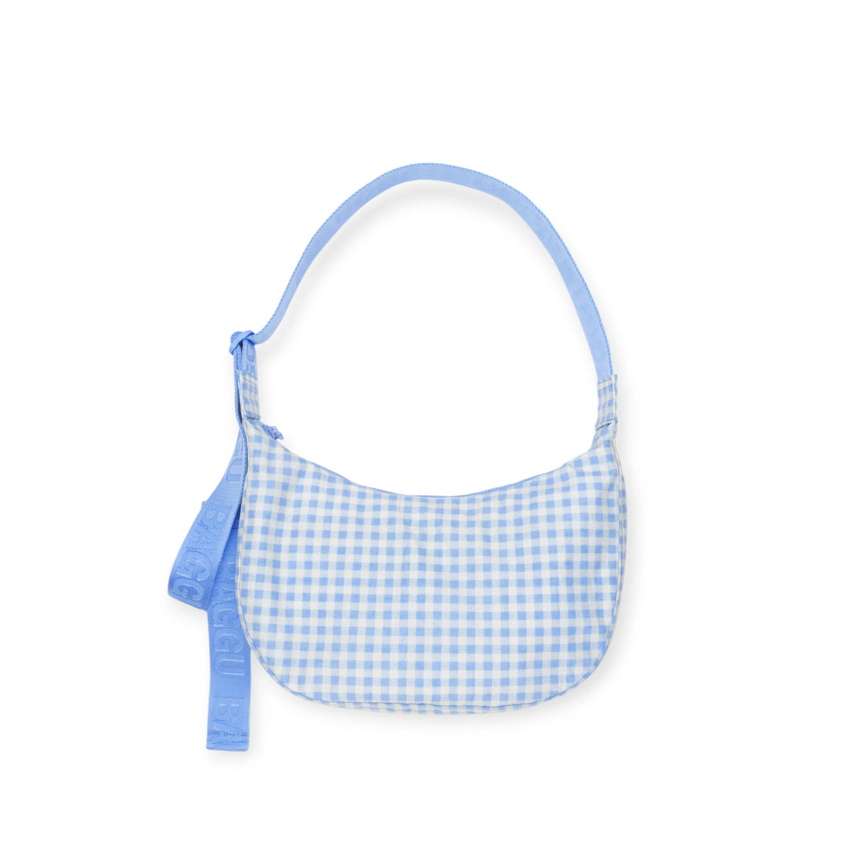 Baggu Medium Nylon Crescent Bag - Light Blue Gingham – Blink Box